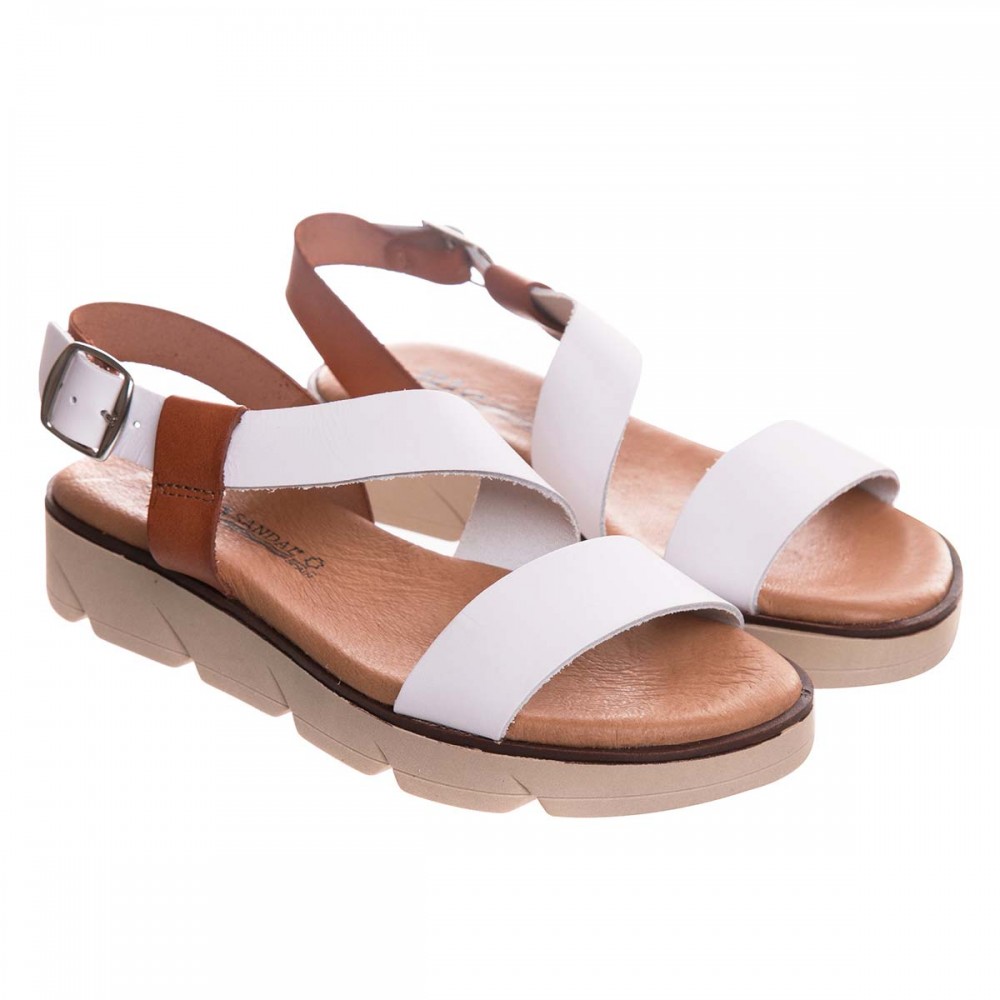 Sandale dama casual talpa joasa Piele Alba - Sasha